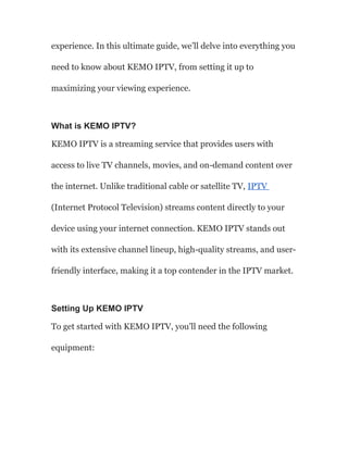 KEMO IPTV_ The Ultimate Guide for Users.docx