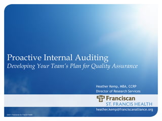 Proactive Internal Auditing: Developing Your Team\'s Plan for Quality ...