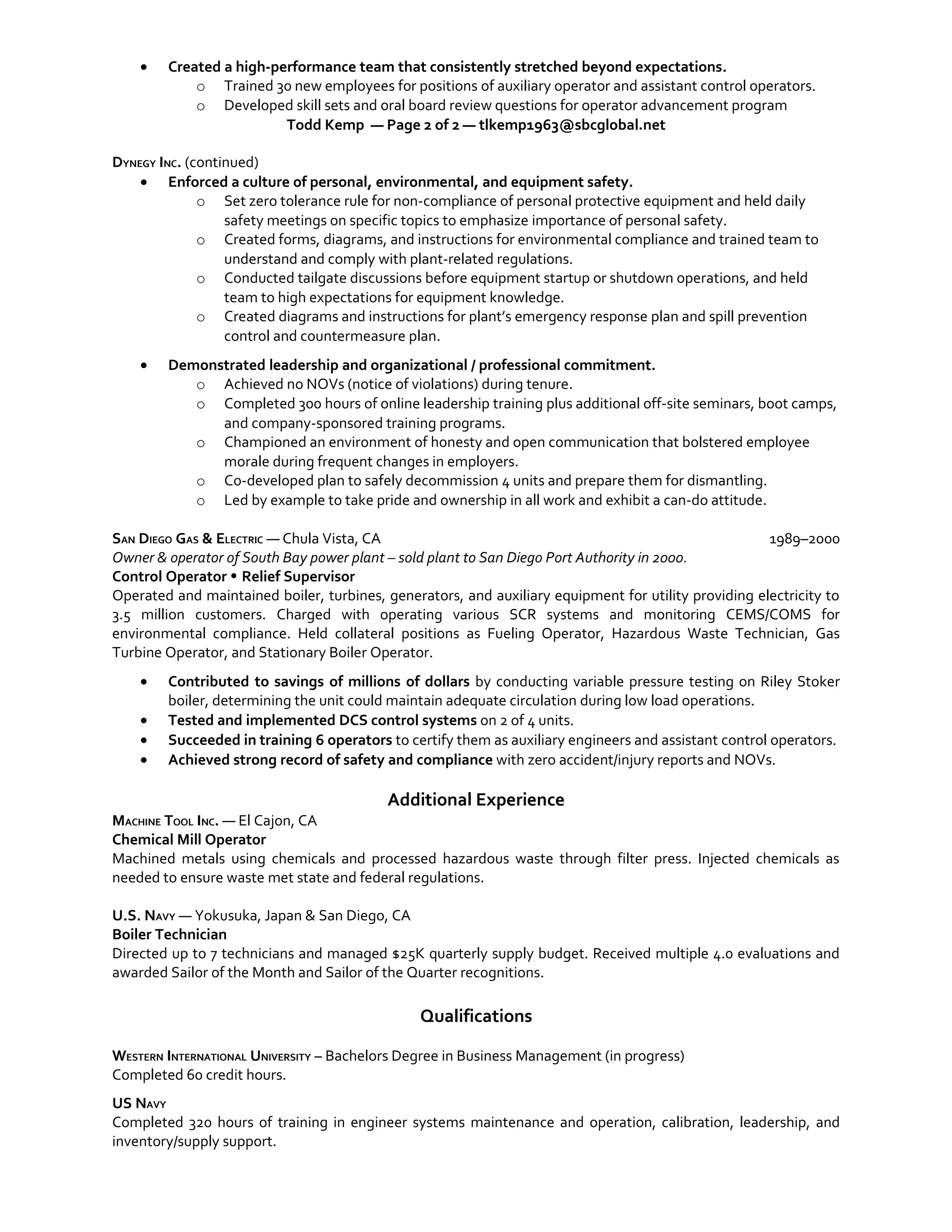 Kemp todd resume 3 | DOC