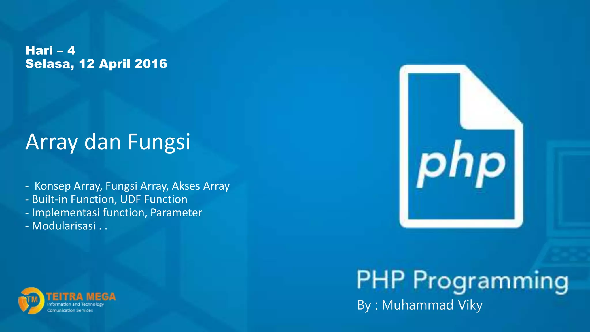 Kenali array dan jenis fungsi pada php | PPTX