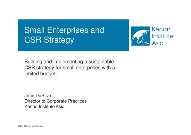 Small Enterprises and CSR Strategy Building and implementing a ...