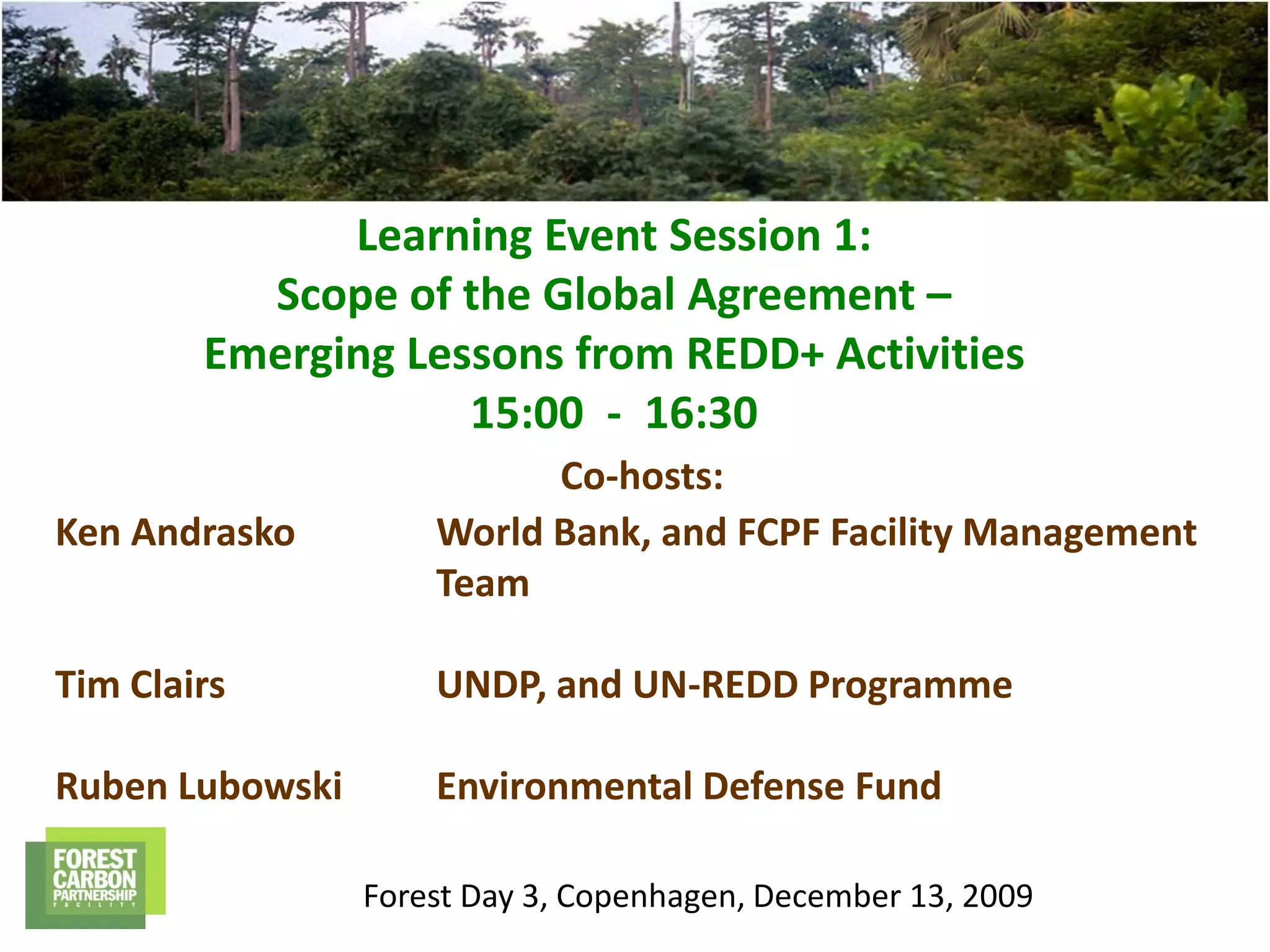 Emerging Lessons from REDD+ Activities | PPT