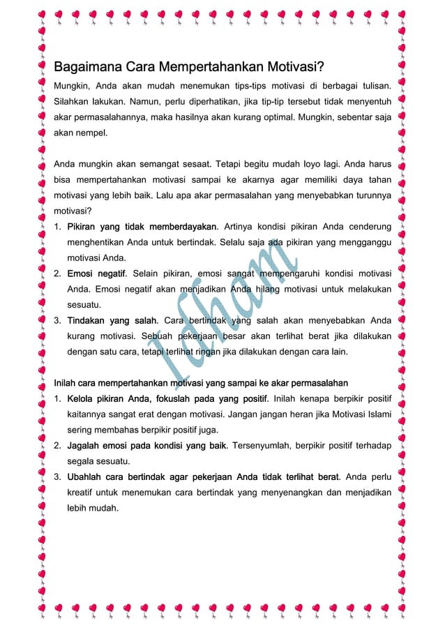 Kenapa harus mempertahankan motivasi | PDF