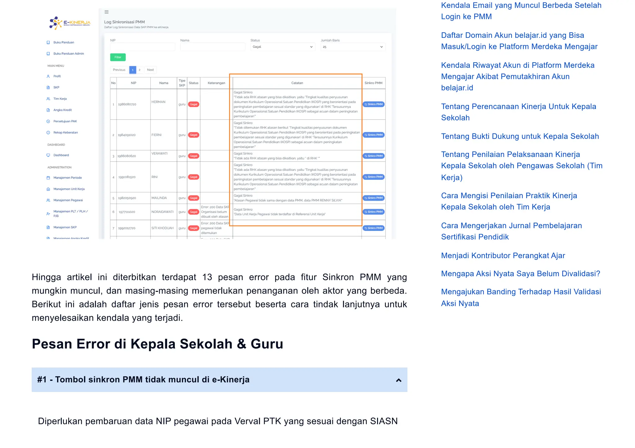 Kendala Pesan Error untuk Sinkronisasi PMM dengan E-kinerja – Merdeka Mengajar.pdf