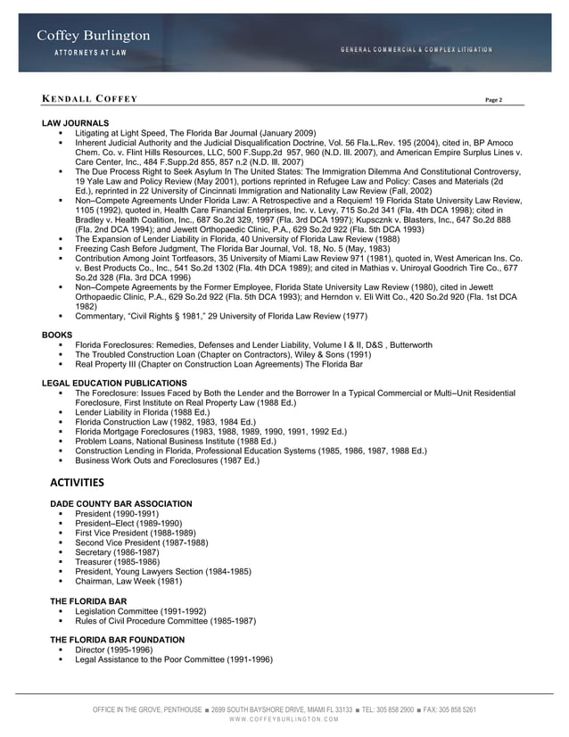 Kendall Coffey - Resume of Kendall Coffey | PDF | Legal Services Industry | Industries