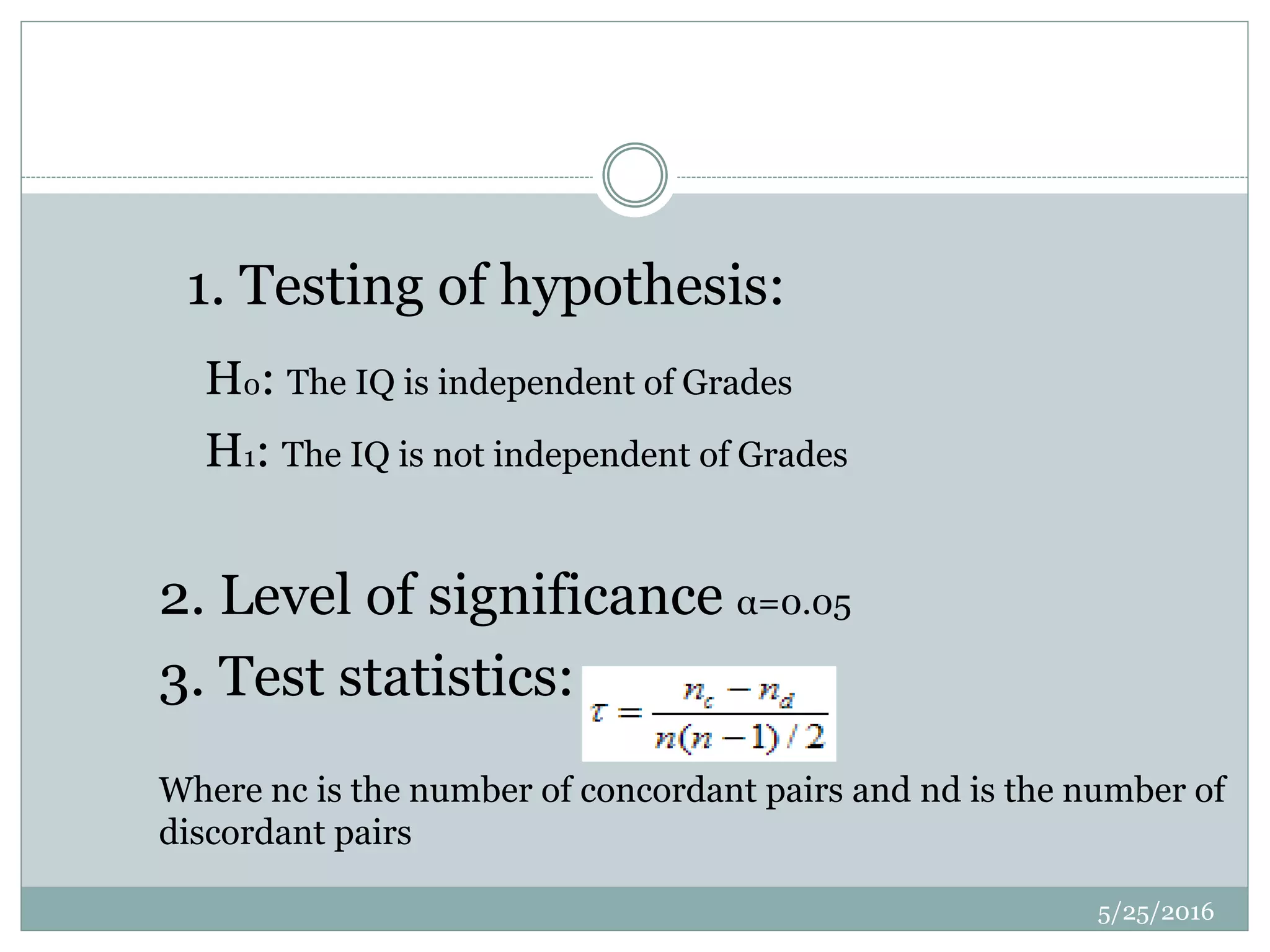 Kendall rank correlation | PPTX