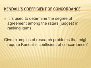 Kendall’s coefficient of concordance | PPTX