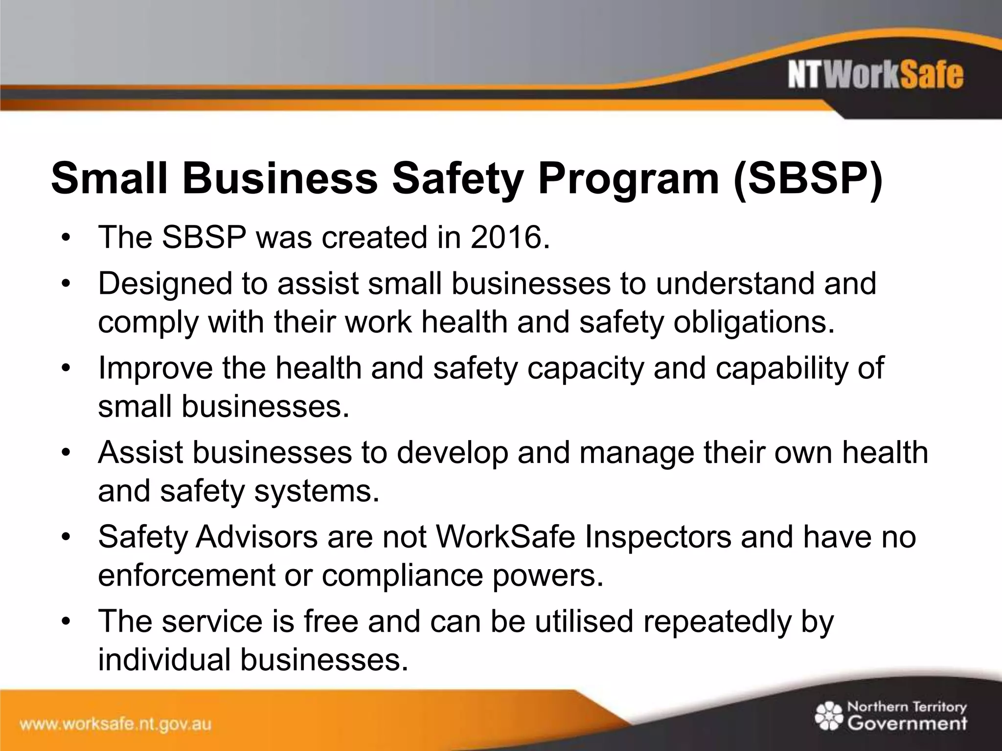 Ken Davidson: NT WorkSafe’s Small Business Safety Program | PPT | Free ...