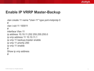 Kendel Avaya-FC - Demo Lab Guide – SPB VRRP-RSMLT-4 | PPTX