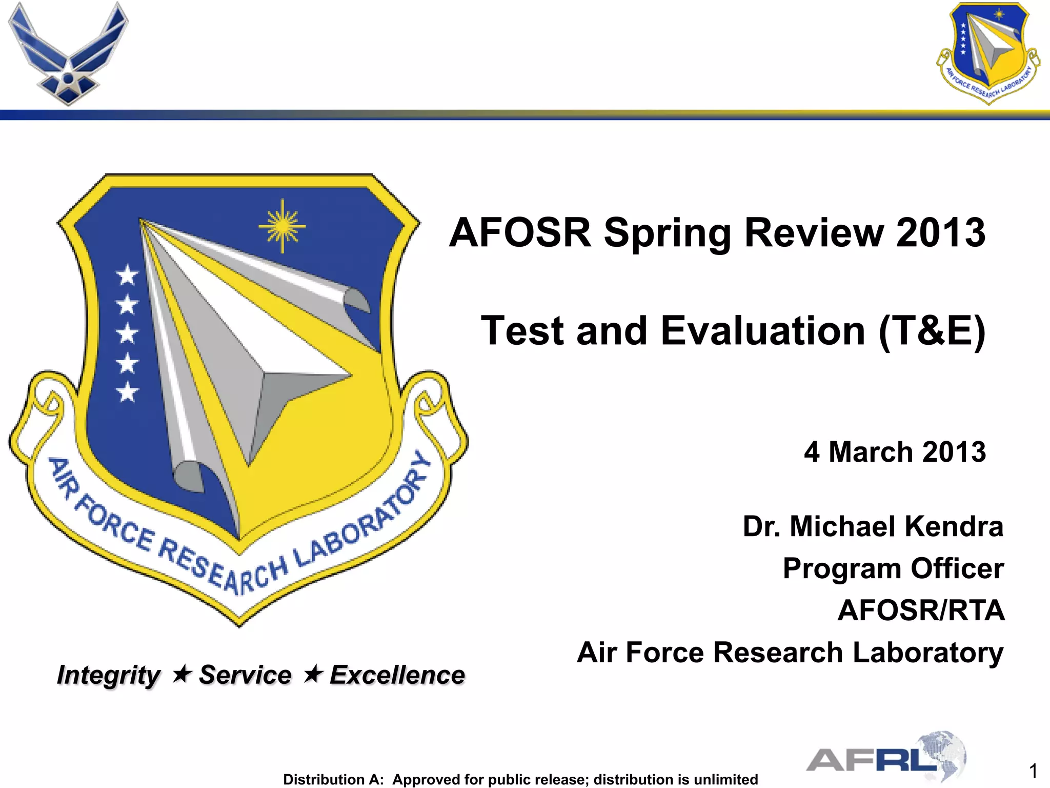 Kendra - Test and Evaluation - Spring Review 2013 | PDF