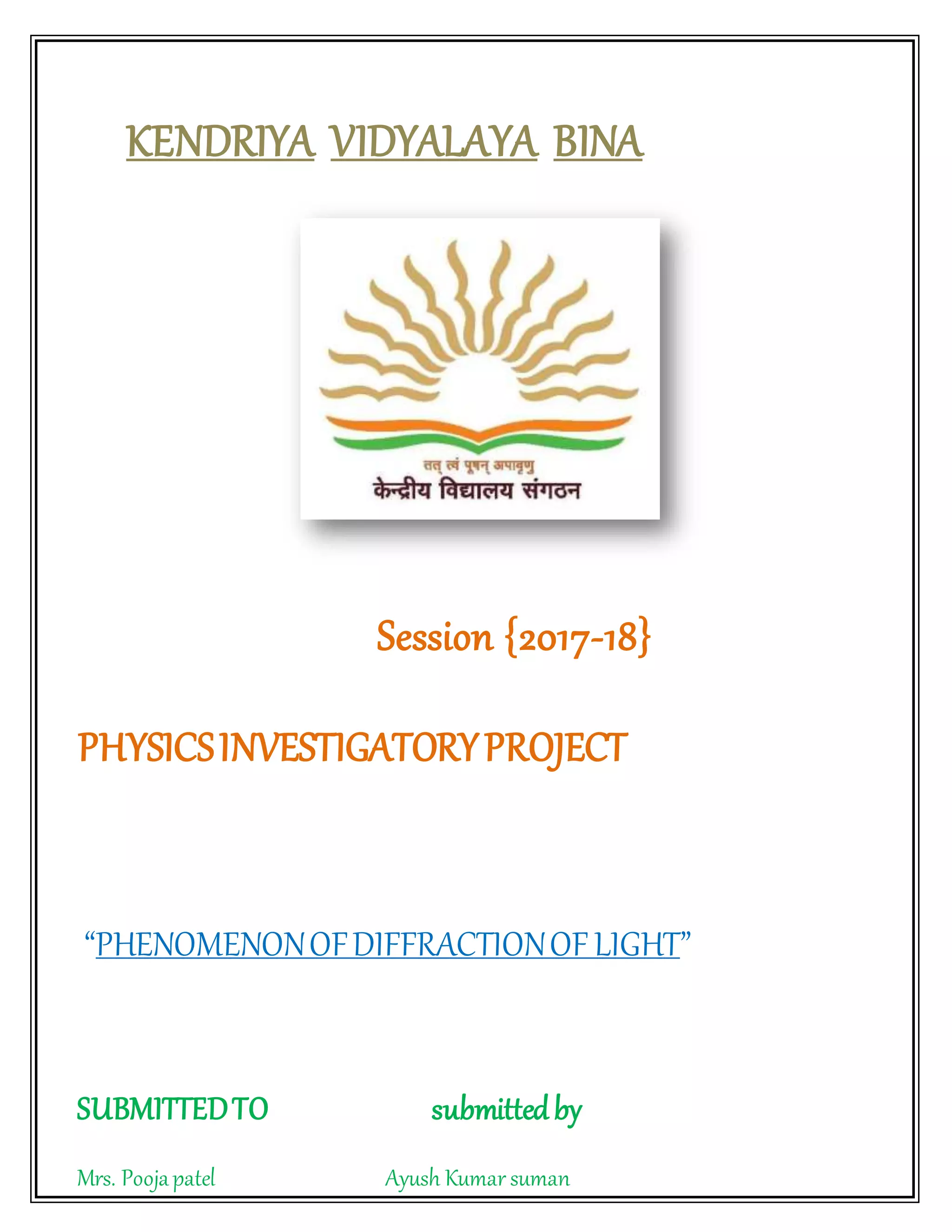 Physics Investigatory Project Class 12 | DOCX