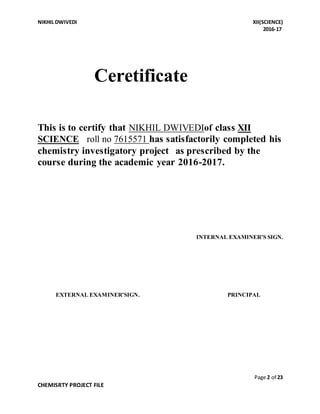 cbse class 12th, chemistry investigatory project | DOCX