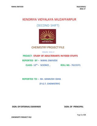 Chemistry Project For Class 12
