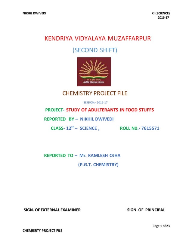 cbse 12th chemistry investigatory project | DOCX