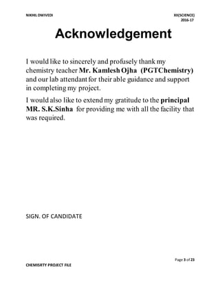 cbse 12th chemistry investigatory project | DOCX