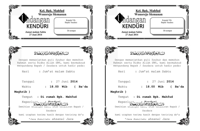 undangan Kenduri | DOCX