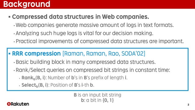 Faster Practical Block Compression for Rank/Select Dictionaries | PPT