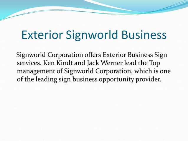 Ken Kindt Signworld - Exterior and Interior Signs from Signworld | PPSX ...