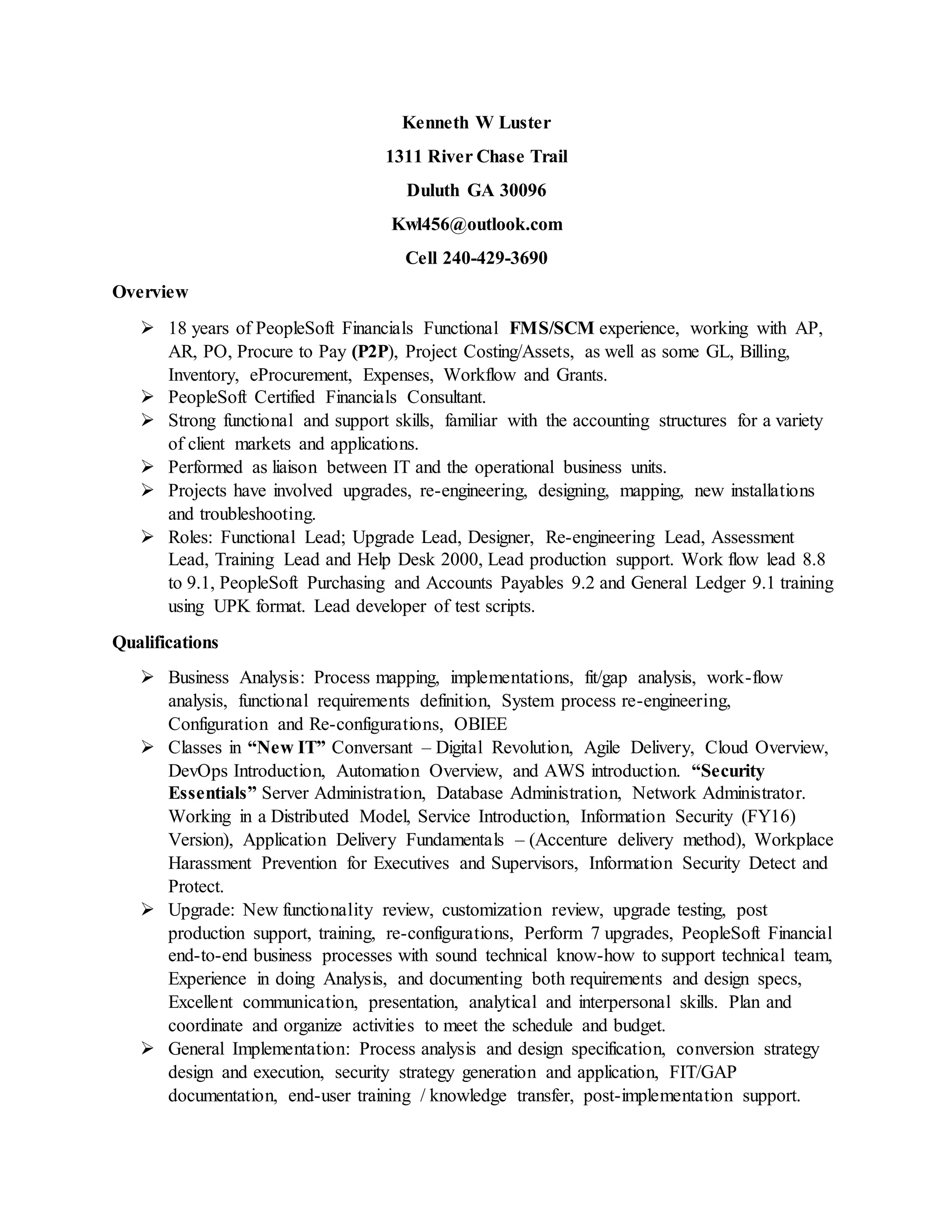 Kenneth Luster resume 2016 | PDF
