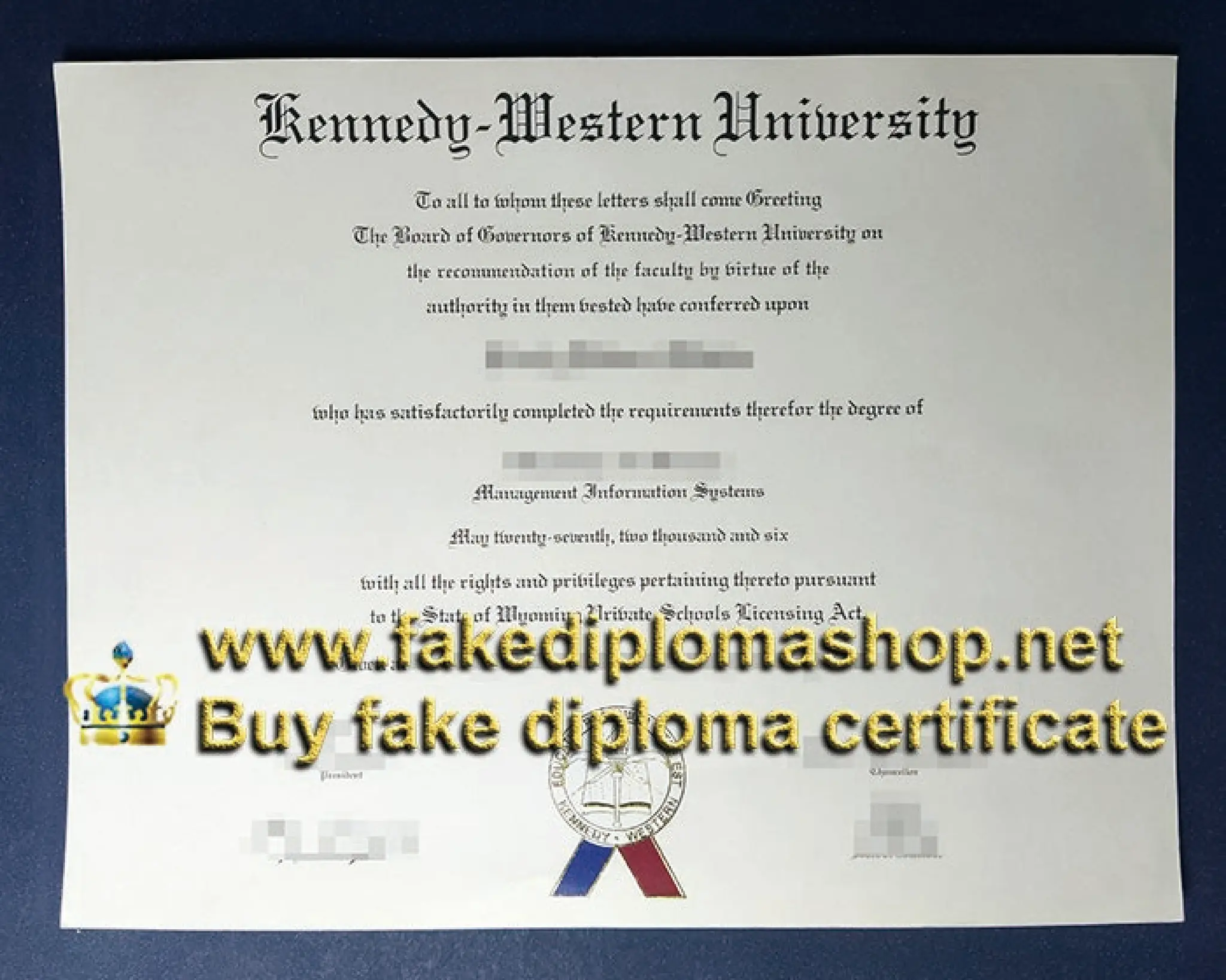 Kennedy-Western University diploma, Warren National University diploma ...