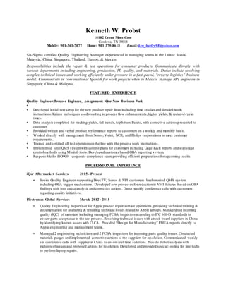 Kenneth probst resume 2016 | DOCX
