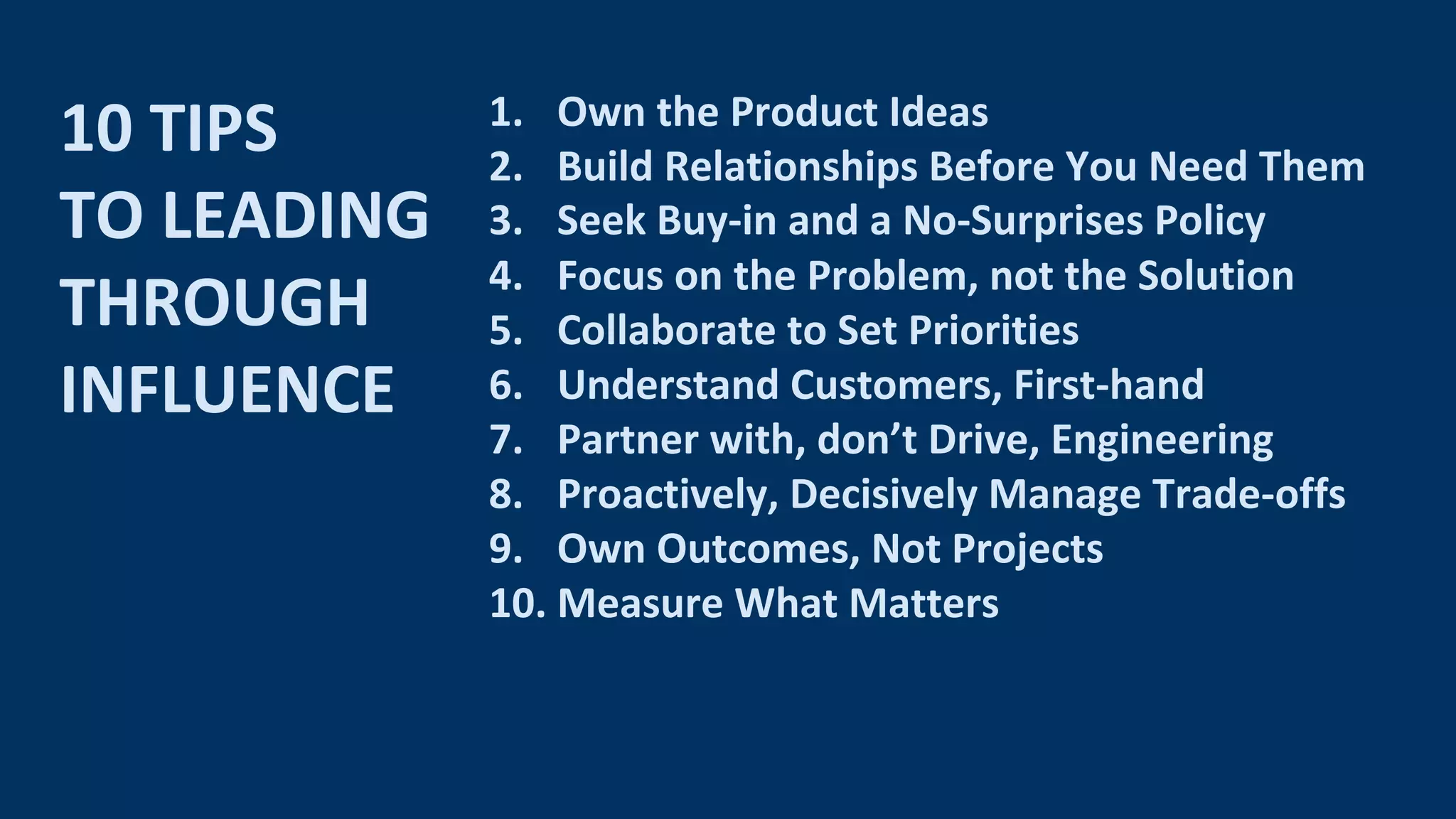 Ken Sandy, UC Berkeley. 10 Steps to Lead Through Influence | PDF