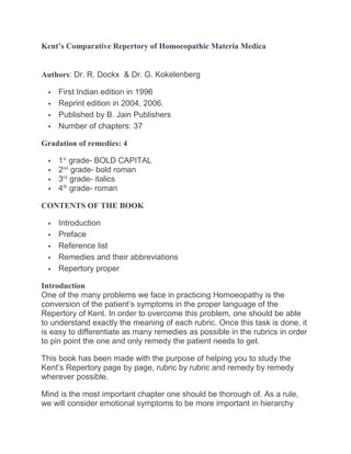 Kent's Comparative Repertory Guide to Homoeopathic Materia Medica | PDF