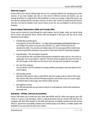 Kentico CMS Feature Overview | PDF