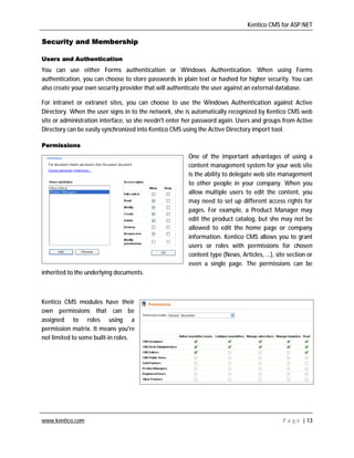 Kentico CMS Feature Overview | PDF