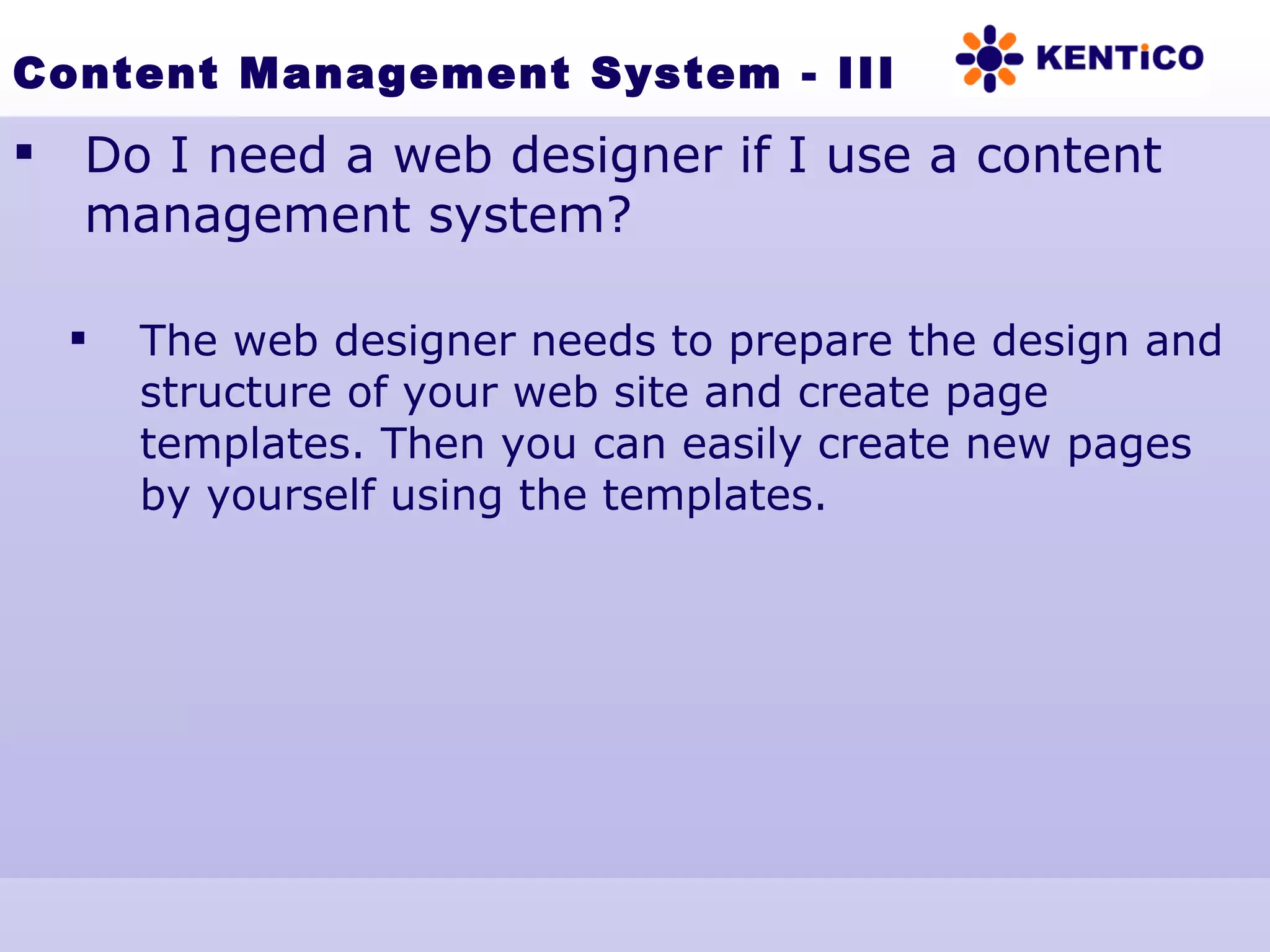 Kentico CMS Overview | PPT | Web Development | Internet