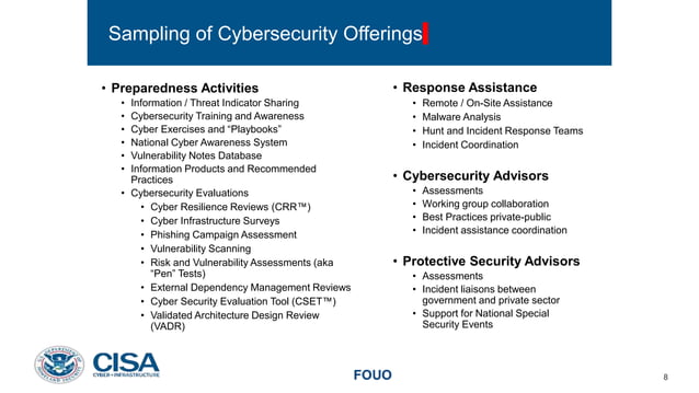 DHS Cybersecurity Services for Building Cyber Resilience | PPT