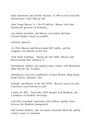 KENTUCKY FRIED CHICKEN CASE STUDY OF KFC | DOCX