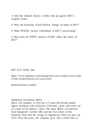 KENTUCKY FRIED CHICKEN CASE STUDY OF KFC | DOCX