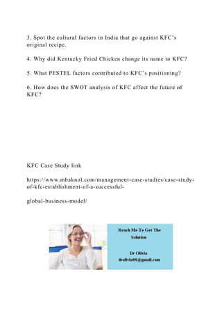 KENTUCKY FRIED CHICKEN CASE STUDY OF KFC .docx | Food Industry | Industries