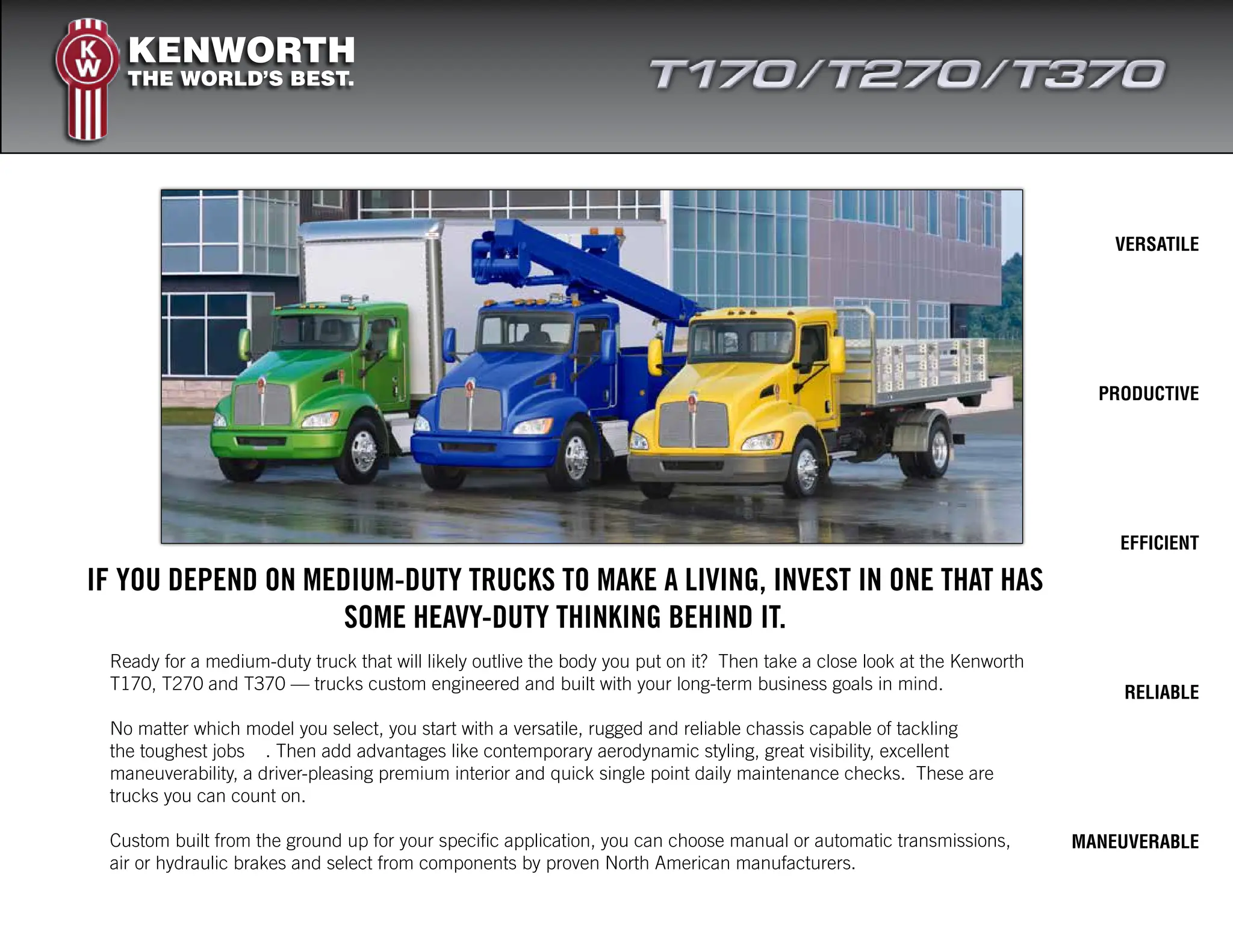 kenworth-t170-t270-t370 ficha técnica de especificaciones | PDF
