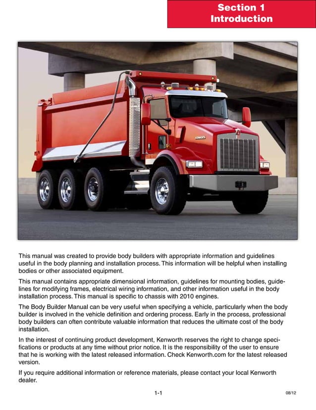 Kenworth W900 Heavy Duty Body Builder Manual | PDF | Bodybuilding | Sports