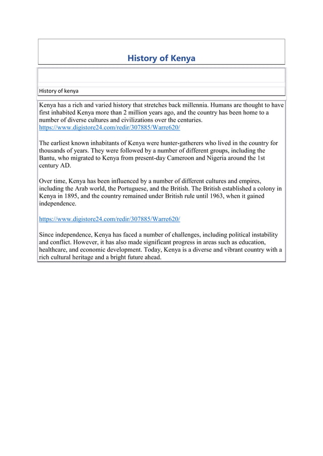 THE HISTORY OF KENYA | PDF