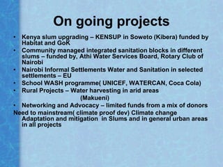 Kenya - Nairobi informal settlements - maji na ufanisi | PDF