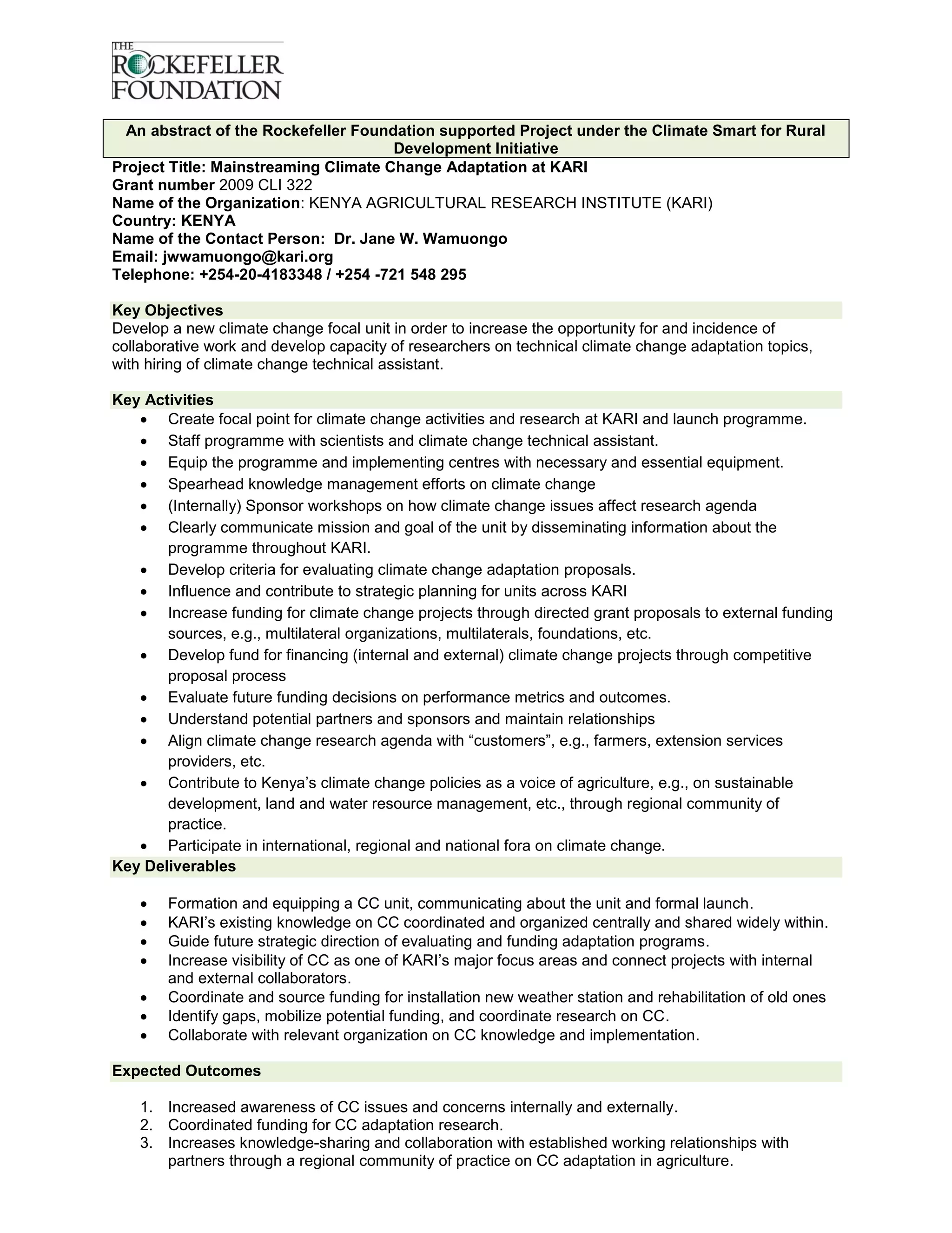 Kenya agricultural research insitute kari | PDF