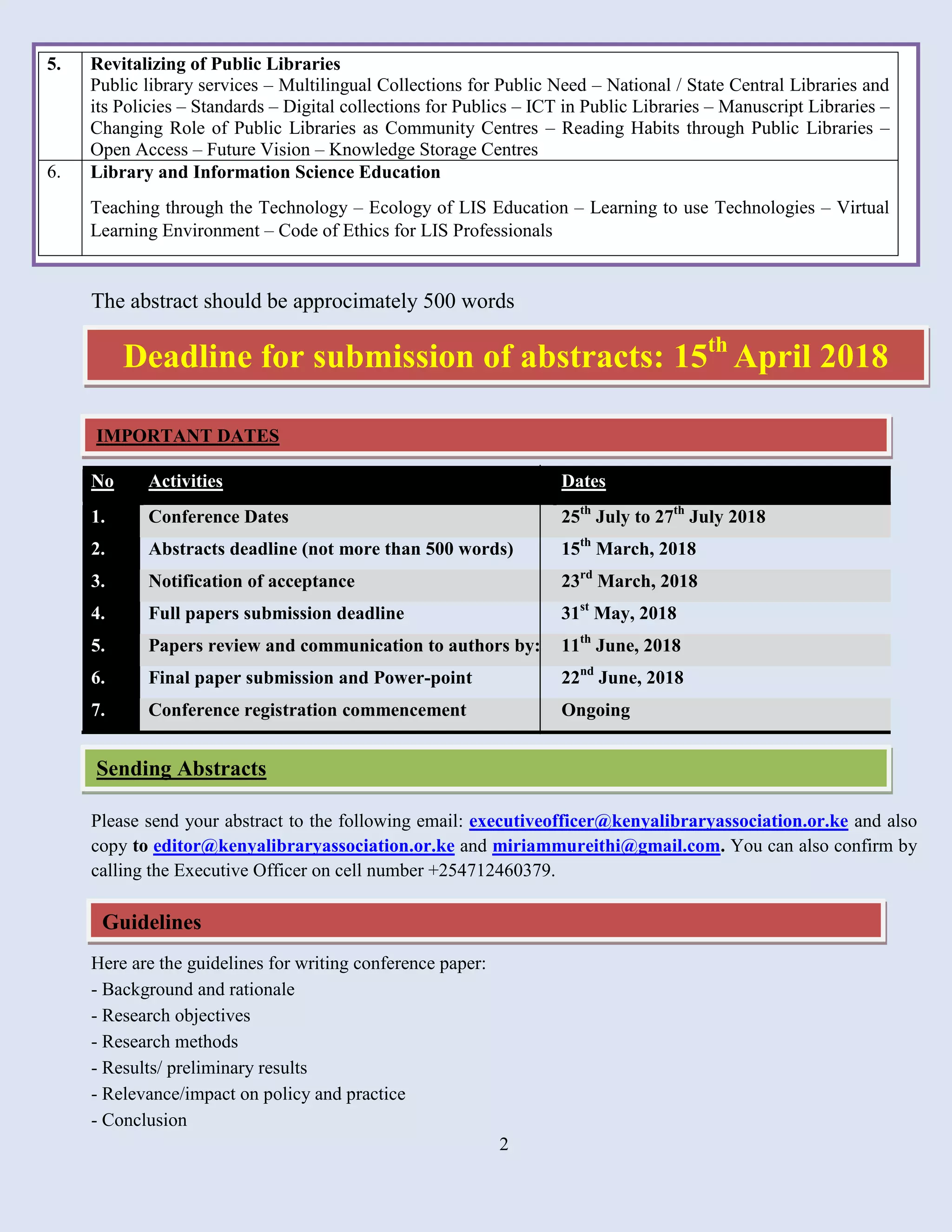 Kenya Library Association Conference:Call for papers | PDF