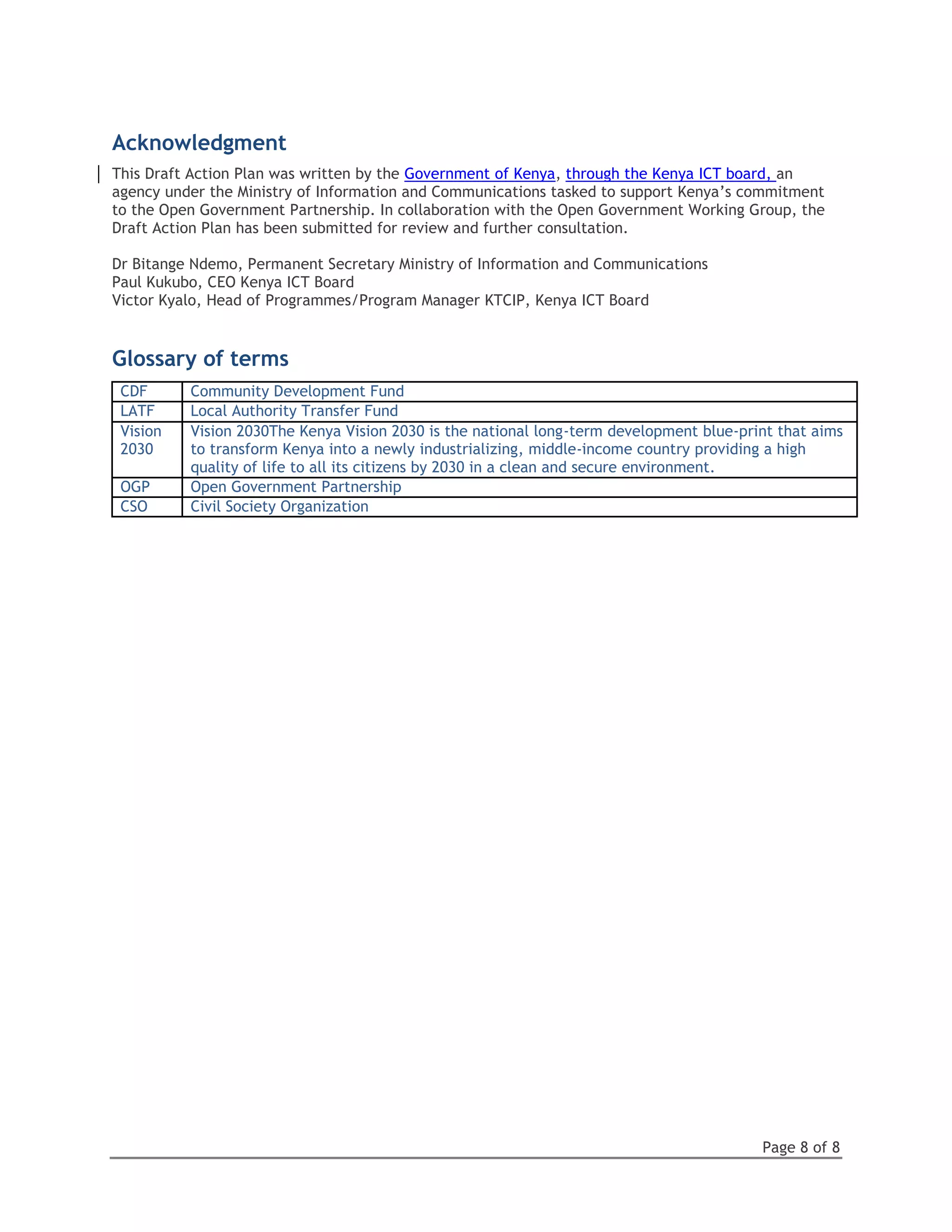 Kenya ogp actionplan | PDF