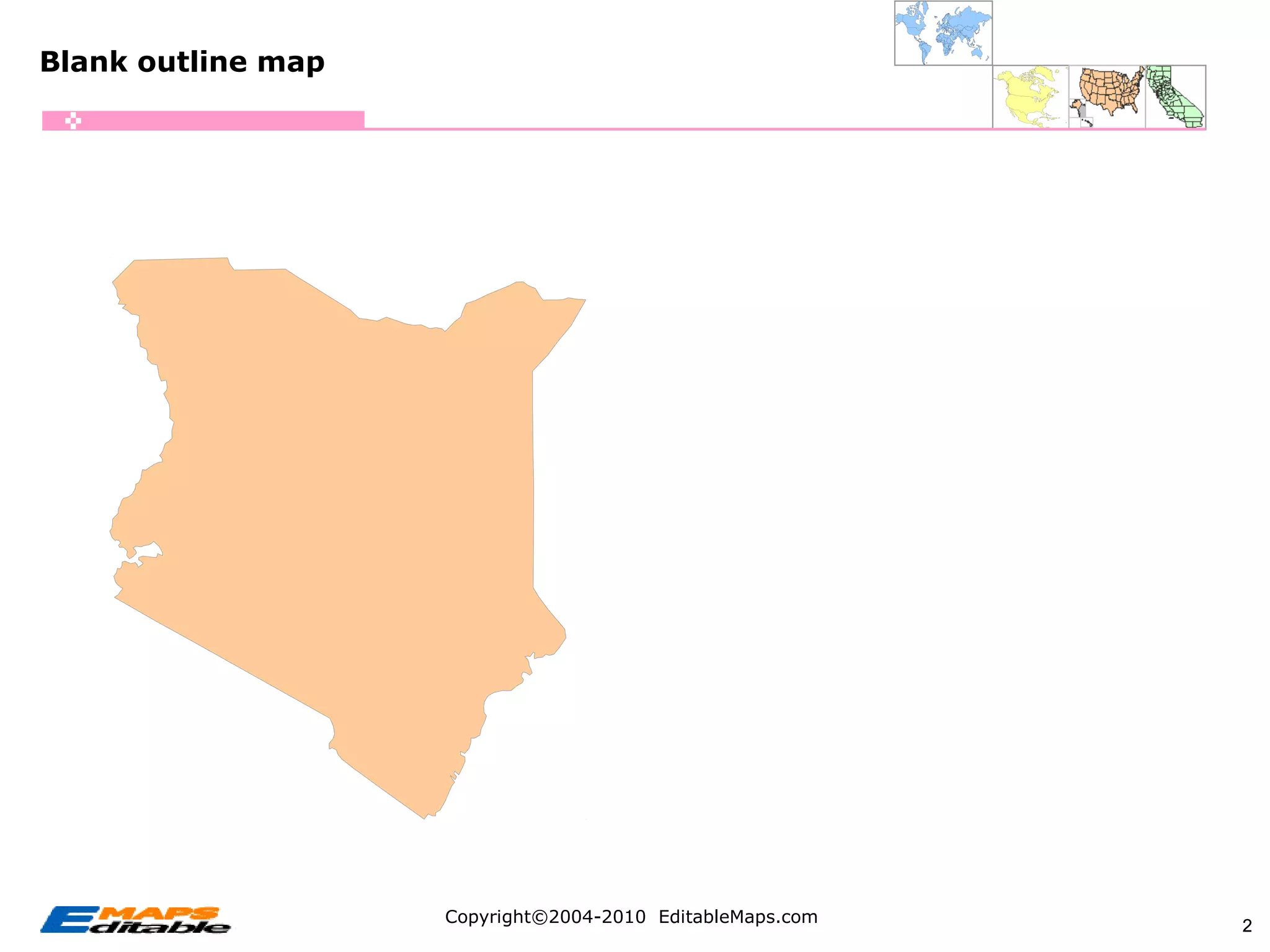 Kenya map, Kenya outline map, Kenya editable map, Kenya PowerPoint map ...