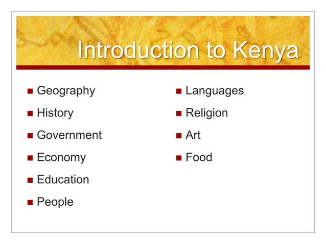 Kenya Presentation | PPTX | Africa Travel | Travel Locations