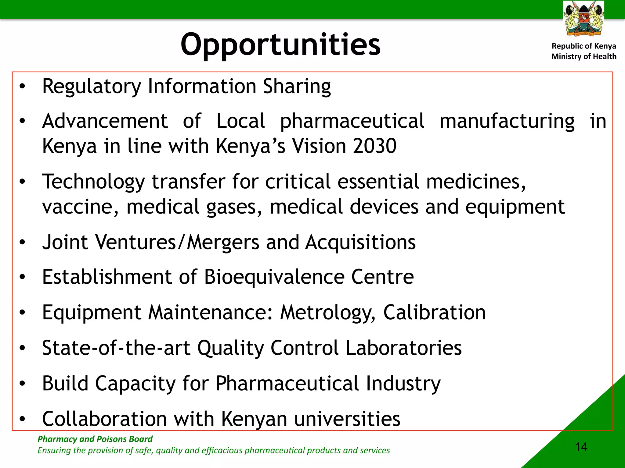 Kenya Pharmaceutical Regulatory Overview and Opportunities | PDF