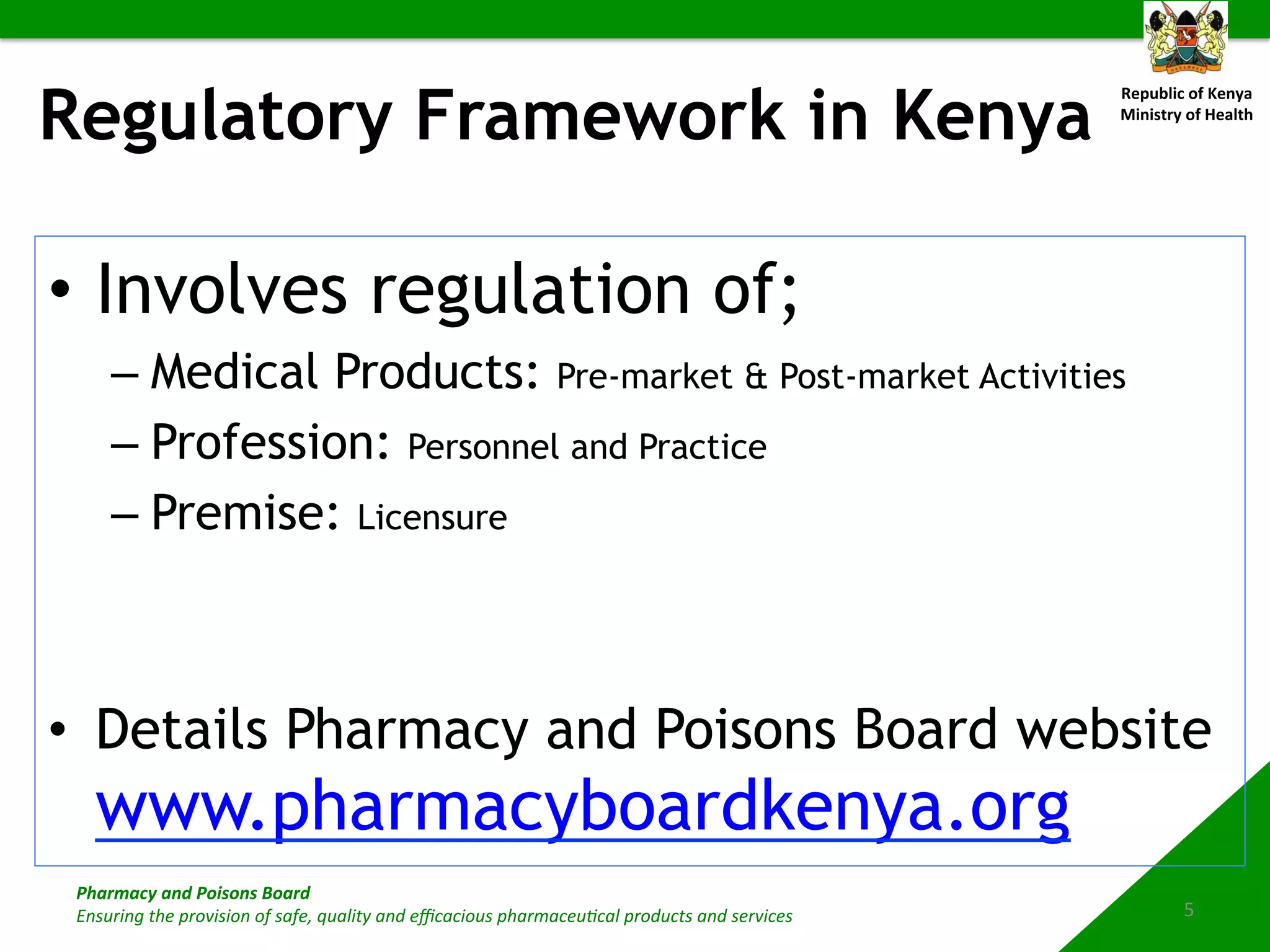 Kenya Pharmaceutical Regulatory Overview and Opportunities | PDF