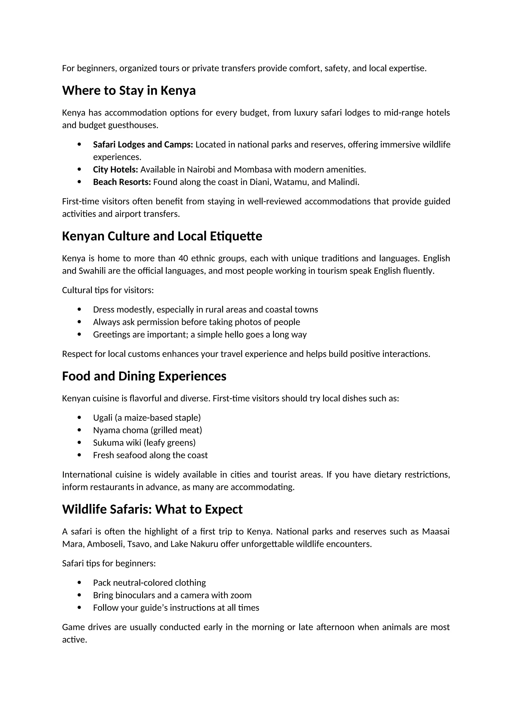 Kenya Travel Handbook for First-Time Visitors | DOCX