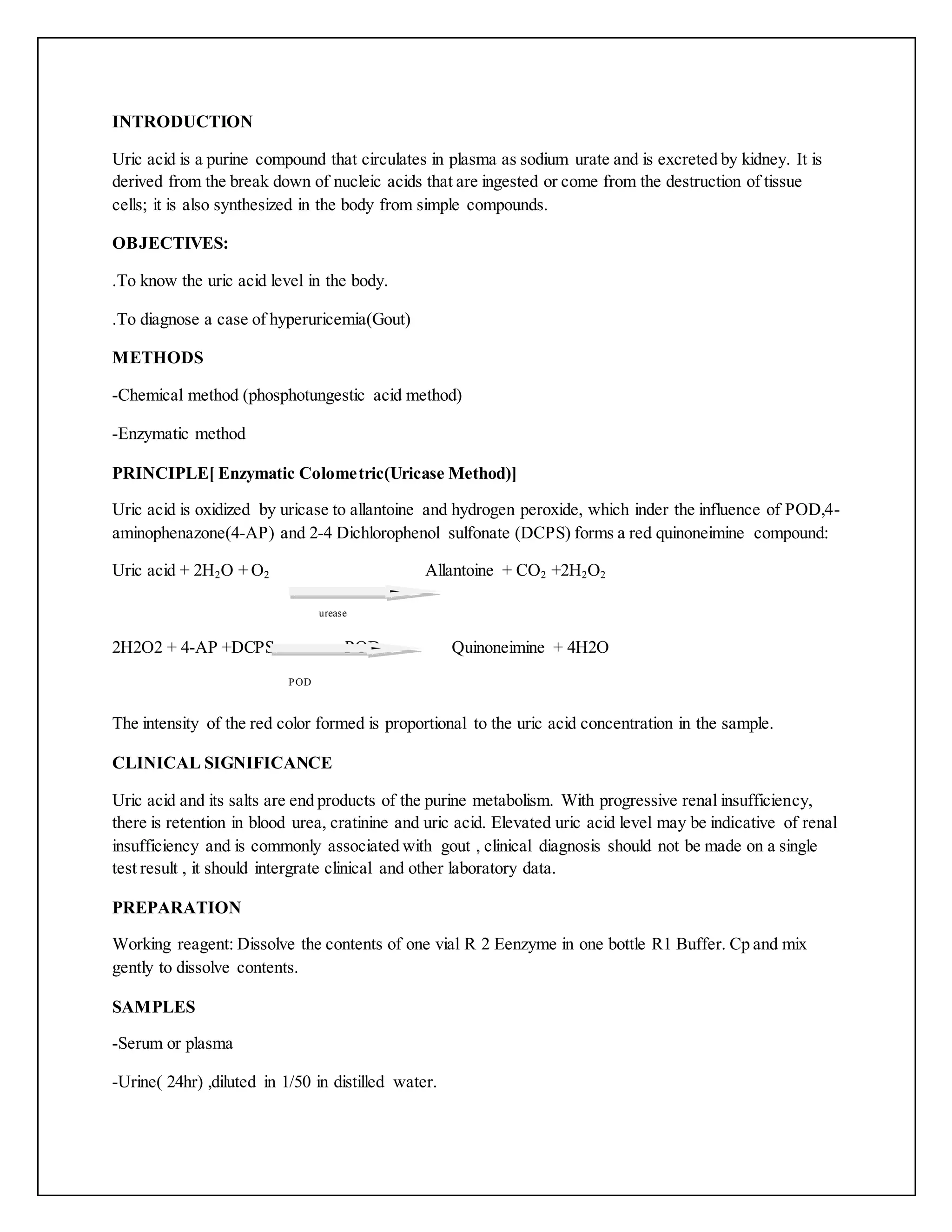 Kenyatta university. serum uric acid docx | DOCX