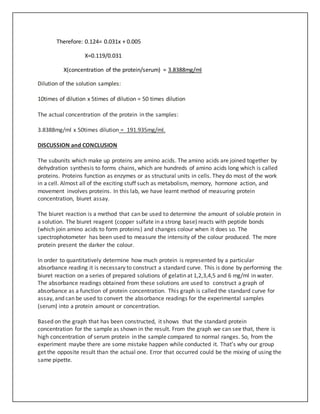 Kenyatta university biuret protein determination | DOCX