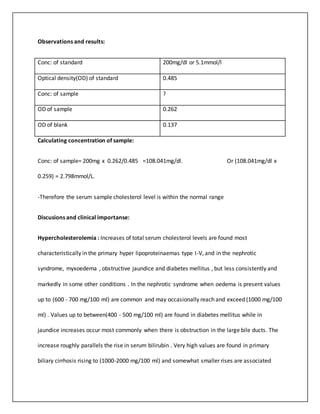 Kenyatta university cholesterol level lab report. | DOCX