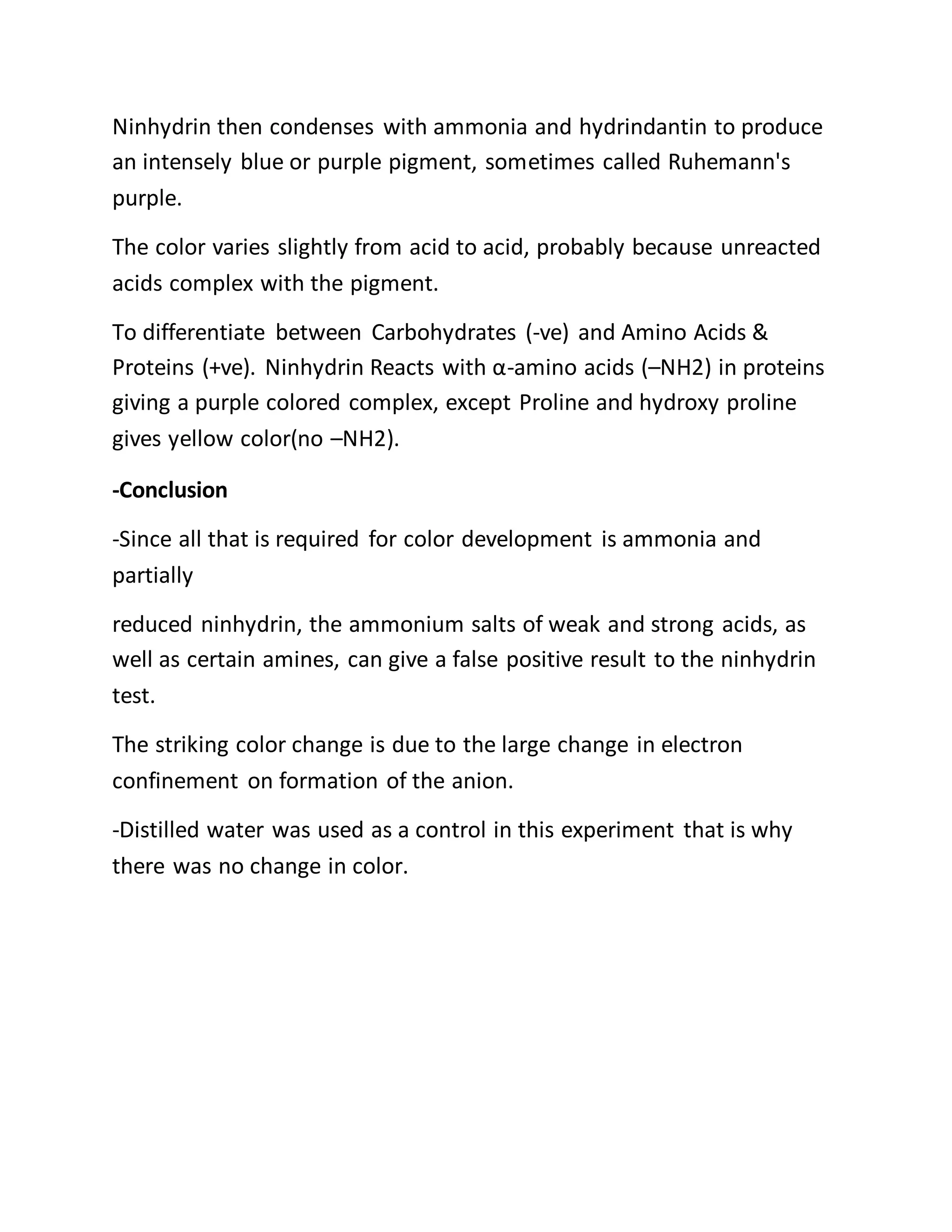 Kenyatta university ninhydrin prac assighnment | DOCX